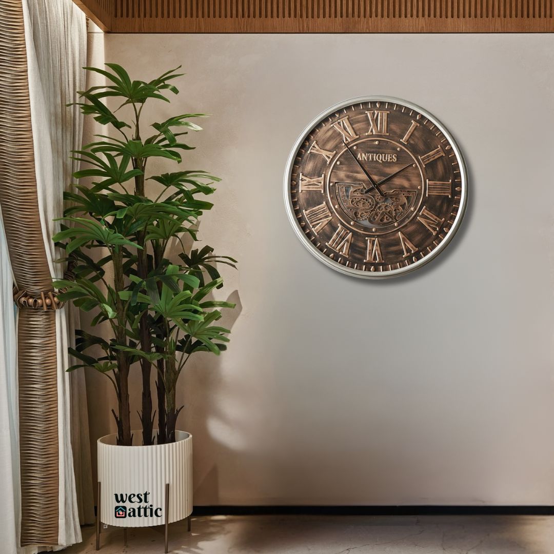 Antique Bronze Finish Moving Gear Wall Clock - West Attic